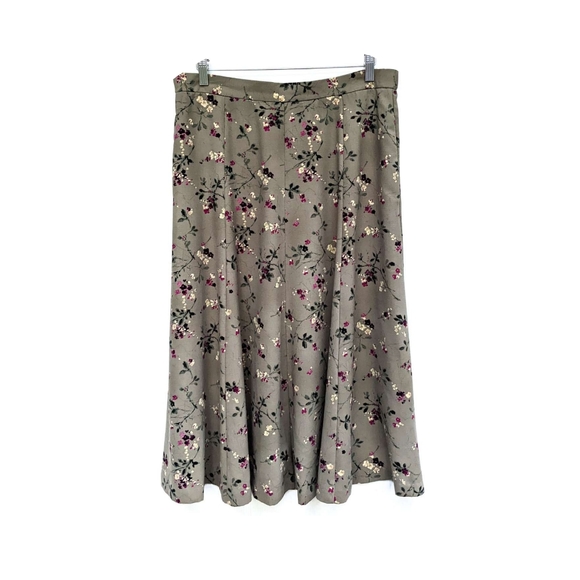 Koret | Skirts | Vintage Koret Ditsy Floral Green Purple Midi Skirt ...